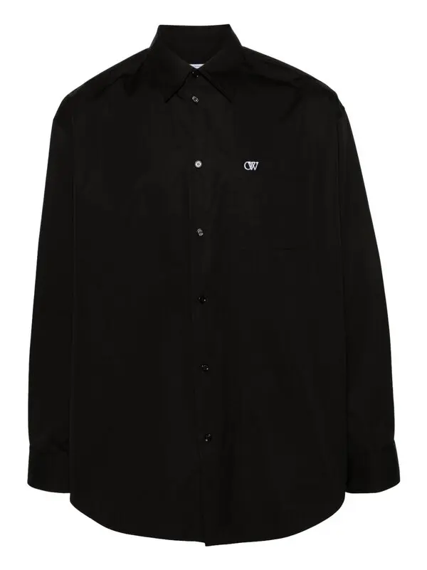 Off-White Logo-embroidered Cotton Shirt - Black