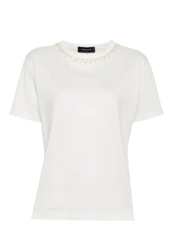 Fabiana Filippi Bead-embellished T-shirt - White