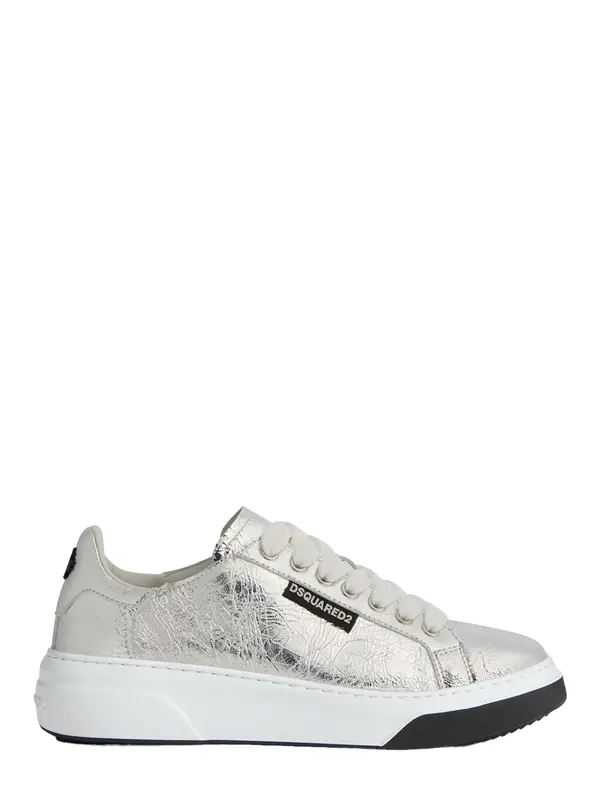 Dsquared2 Metallic-finish Lace-up Sneakers - Silver