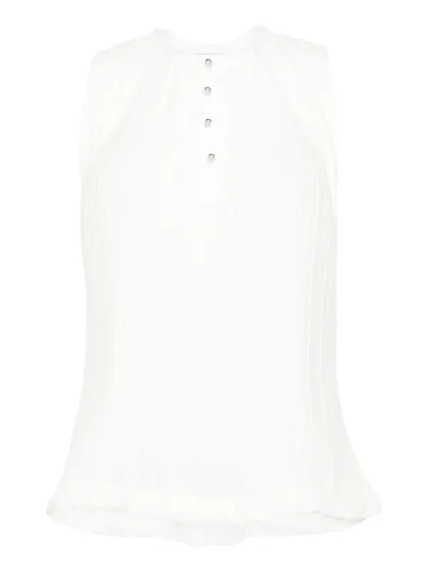 LANVIN Sleeveless Plissé Top - White