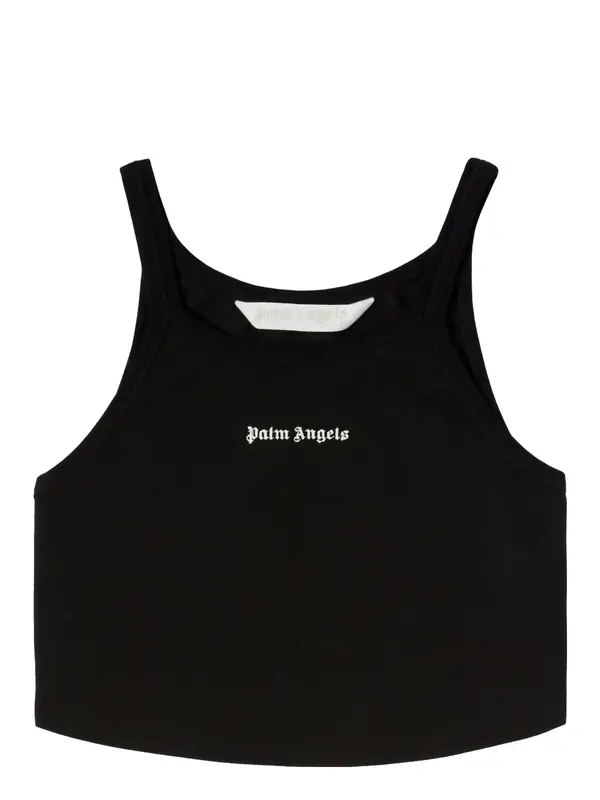 Palm Angels Logo Cropped Tank Top - Black