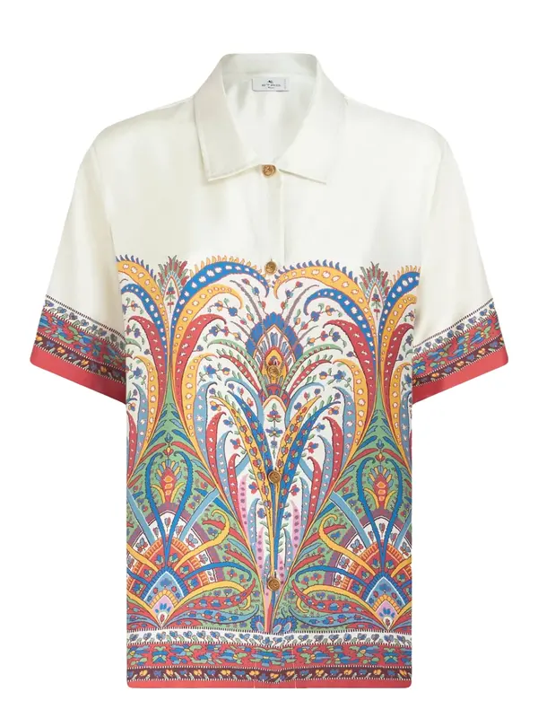 Etro Paisley-print Silk-satin Shirt - White