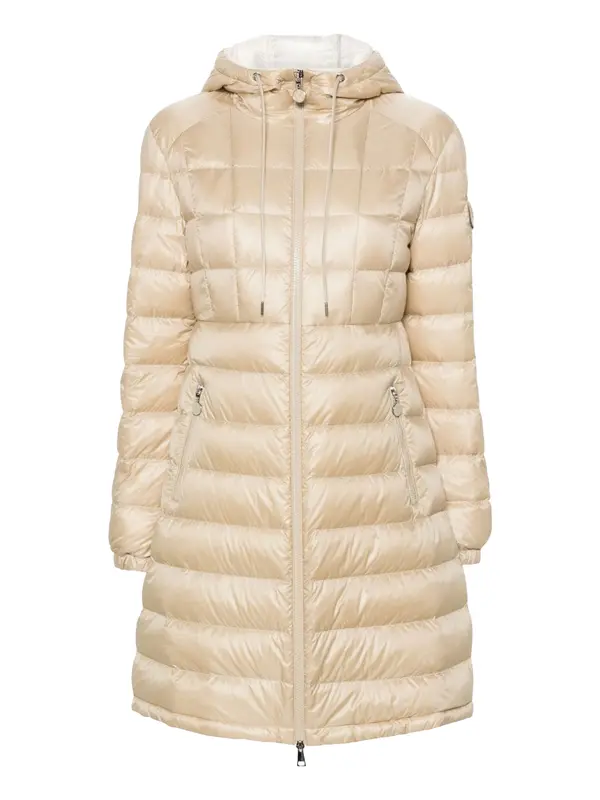 Moncler Amintore Long Quilted Coat - Neutrals