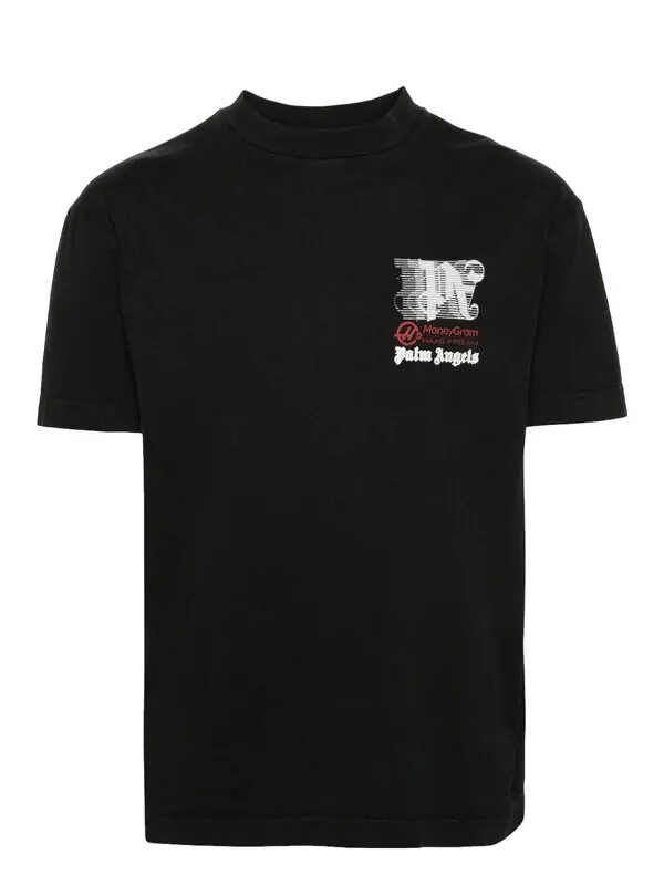Palm Angels X Haas Racing-print Cotton T-shirt - Black