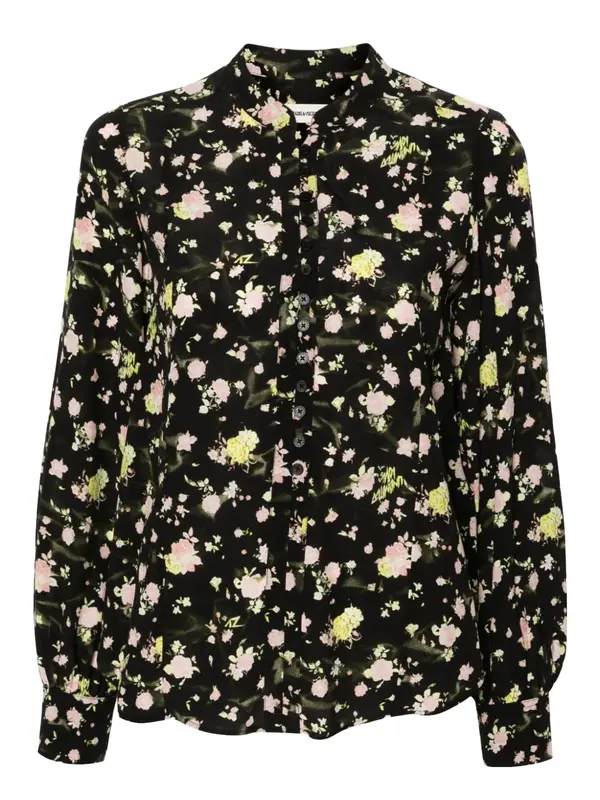 Zadig&Voltaire Floral-print Crepe Blouse - Black
