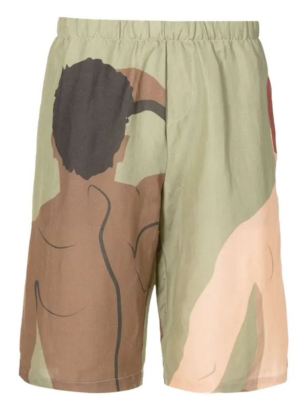 AMIR SLAMA Graphic-print Deck Shorts - Green
