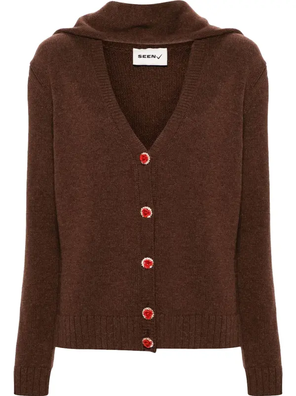 SEEN USERS Nostalgia Hooded Cardigan - Brown
