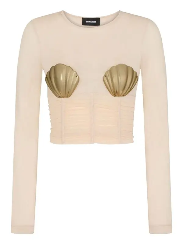 Dsquared2 Seashell-detail Cropped Top - Pink