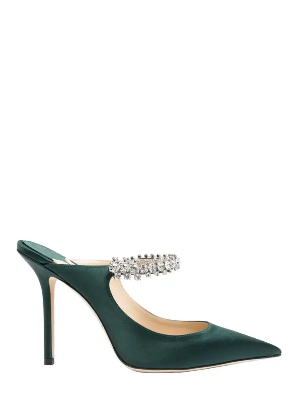 JIMMY CHOO Bing 100mm Crystal-embellished Mules - Green