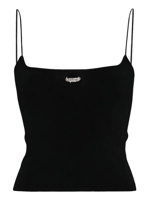 Dsquared2 Logo-plaque Knitted Crop Top - Black