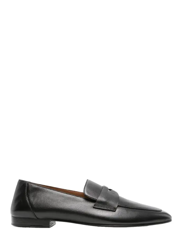 Le Monde Beryl Soft Placket Leather Loafers - Black