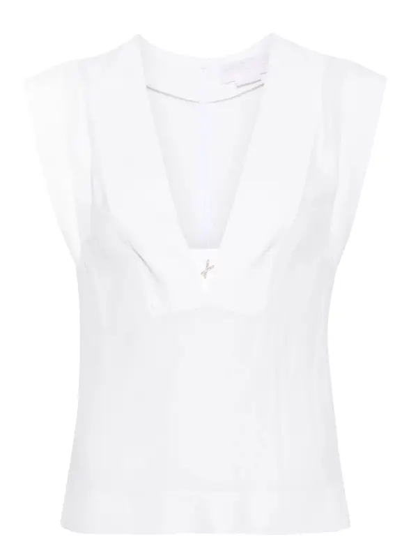 GENNY Logo-embellished Sleeveless Blouse - White