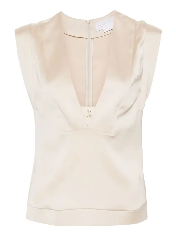 GENNY Appliqué-detail Sleeveless Blouse - Neutrals