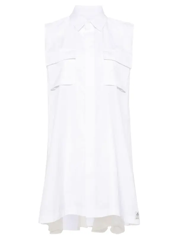 Sacai Pleated Mini Dress - White