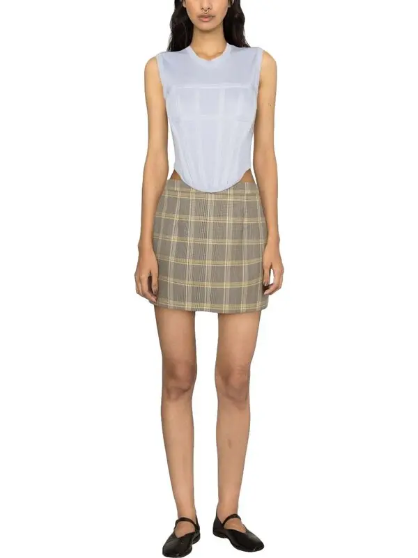 Marni Plaid Virgin Wool Blend Miniskirt - Grey