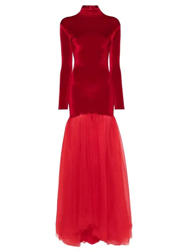 ATU BODY COUTURE Tulle-detail Velvet Gown - Red