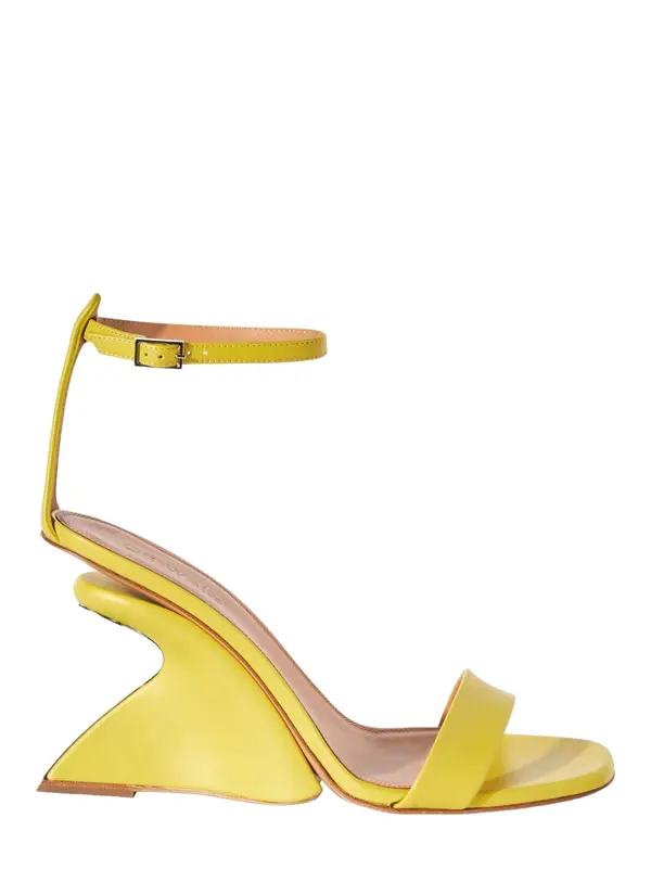 Off-White Jug Wedge-heel Leather Sandals - Green