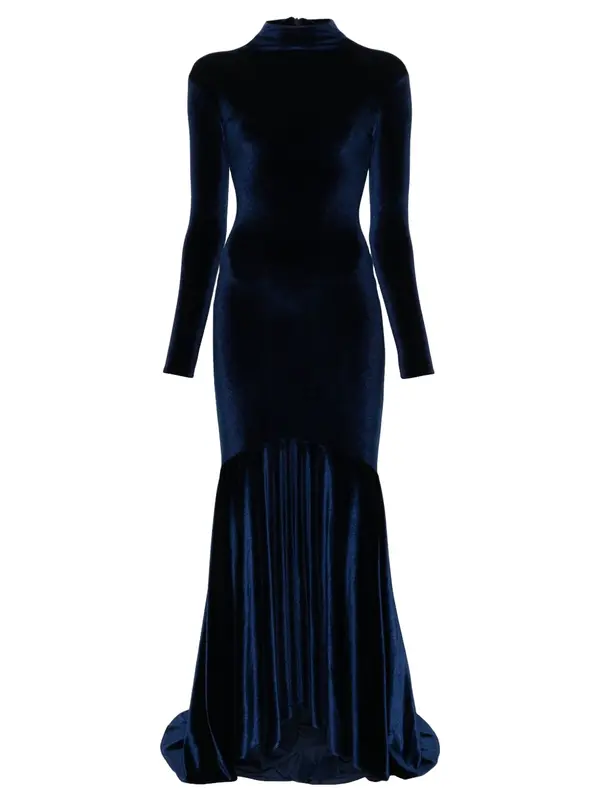 ATU BODY COUTURE High-neck Velvet Gown - Blue