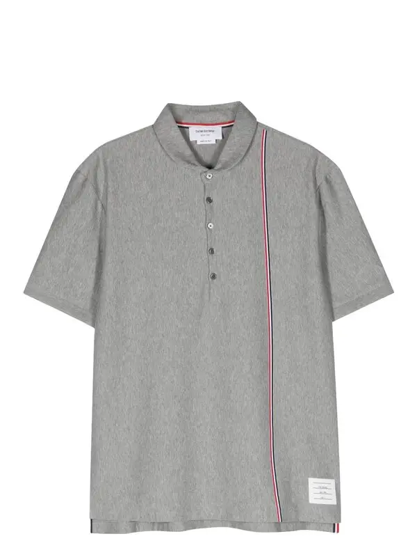 Thom Browne Rwb Stripe Cotton Polo Shirt - Grey