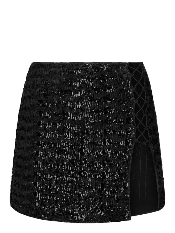 Oseree Paillette-embellished Miniskirt - Black