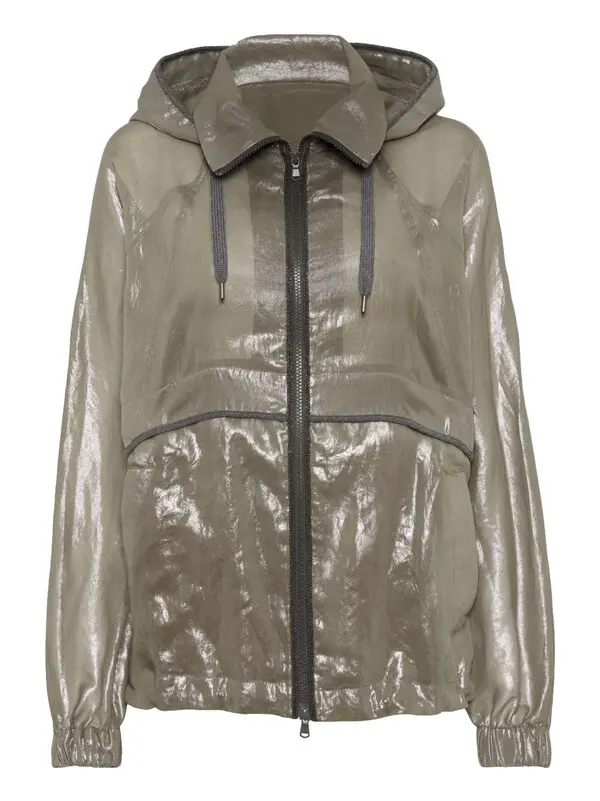Brunello Cucinelli Metallic Cotton Track Jacket - Brown