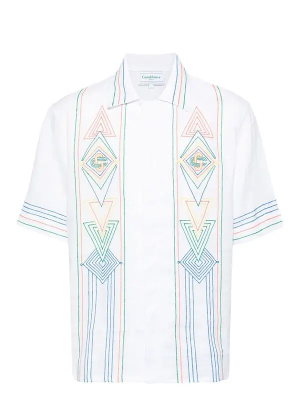 Casablanca Embroidered Short-sleeve Shirt - White