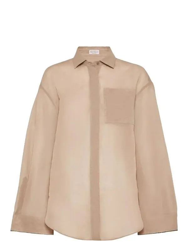 Brunello Cucinelli Patch-pocket Cotton Shirt - Brown