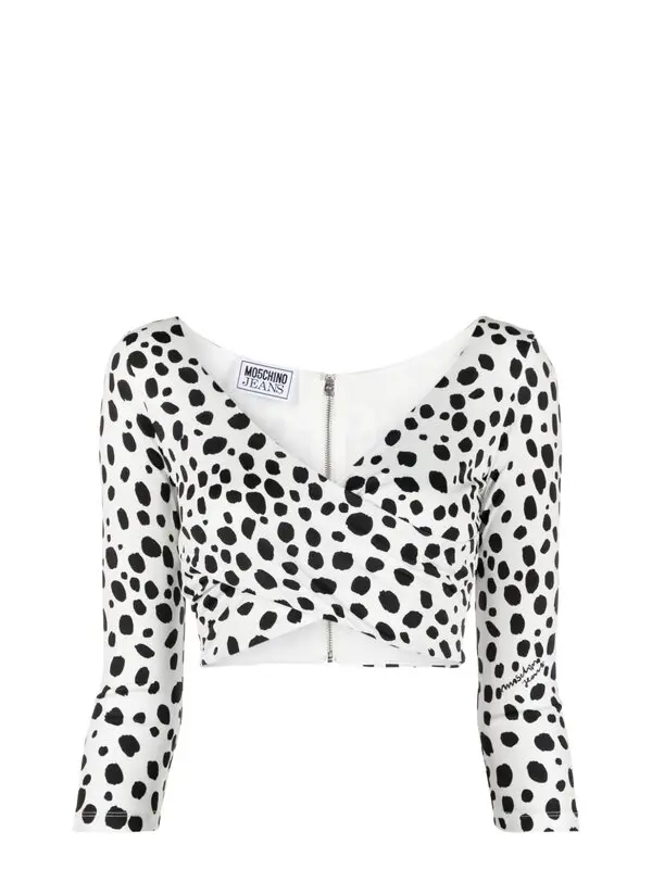 Moschino Dalmatian-print Cropped Top - White
