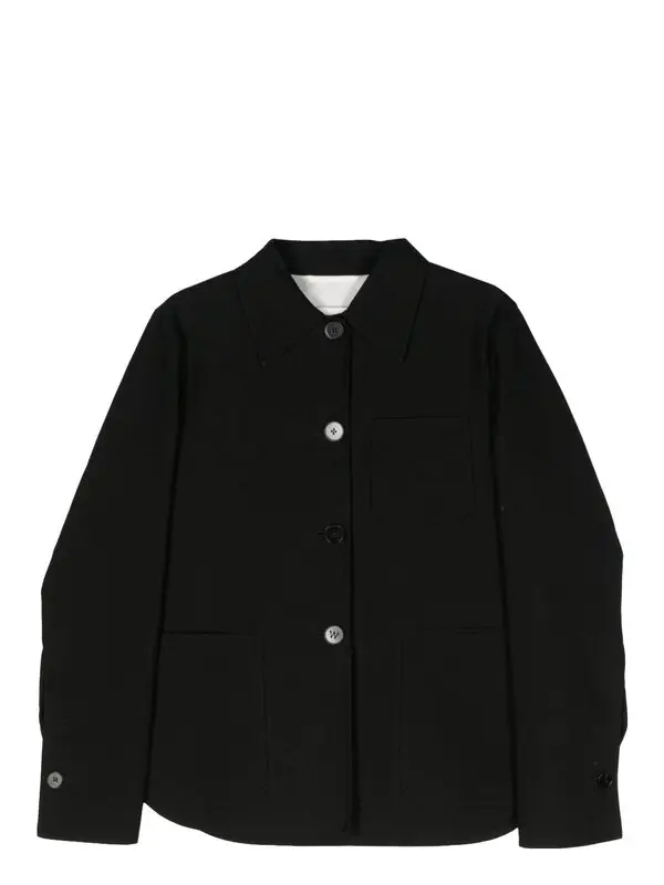 JIL SANDER Point-collar Cotton Shirt Jacket - Black