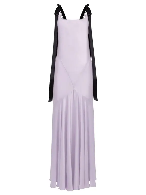 Nina Ricci Bow Satin Maxi Dress - Purple