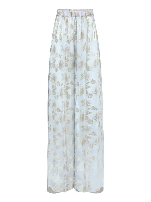Nina Ricci Floral-jacquard Palazzo Pants - Blue