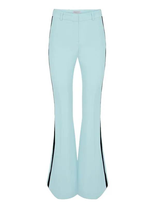 Nina Ricci Velvet-trim Flared Trousers - Blue