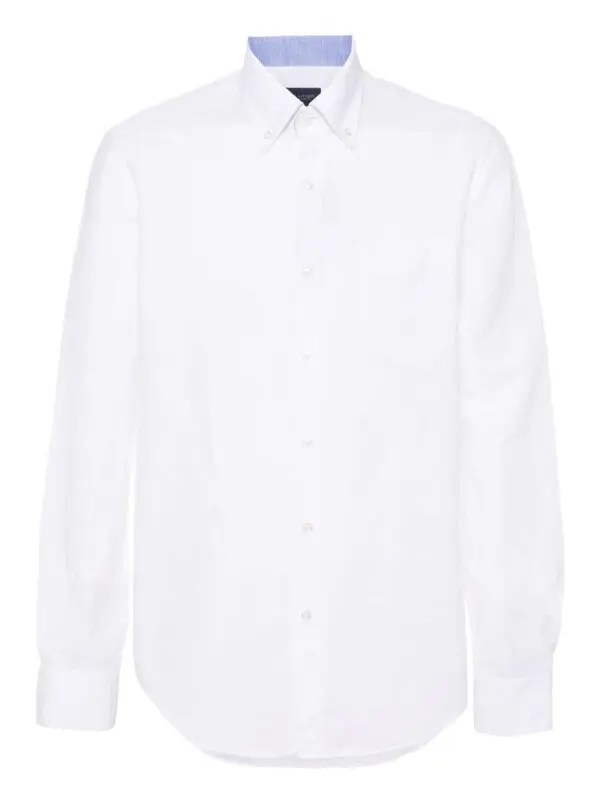 Paul & Shark Button-down Slub-texture Shirt - White