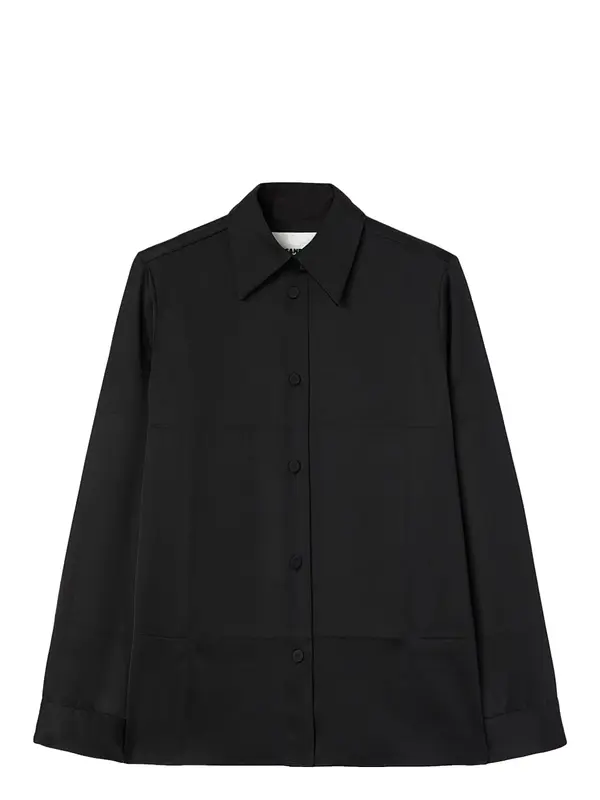 JIL SANDER Pointed-collar Satin Shirt - Black