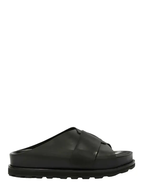 JIL SANDER Slip-on Leather Slides - Black