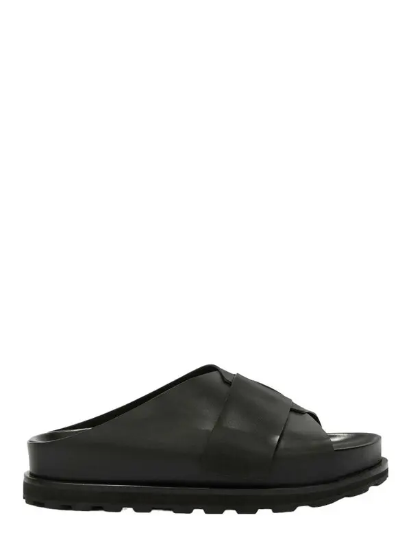 JIL SANDER Slip-on Leather Slides - Black