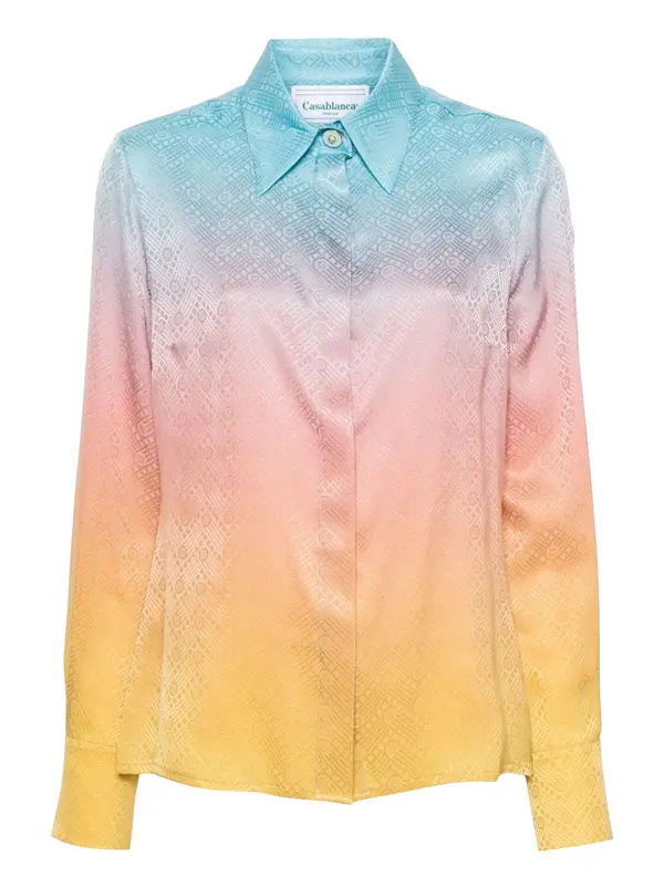 Casablanca Pastel Gradient Silk Shirt - Blue