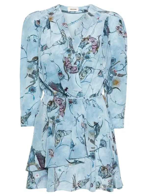 Zadig&Voltaire Rogers Silk Mini Dress - Blue