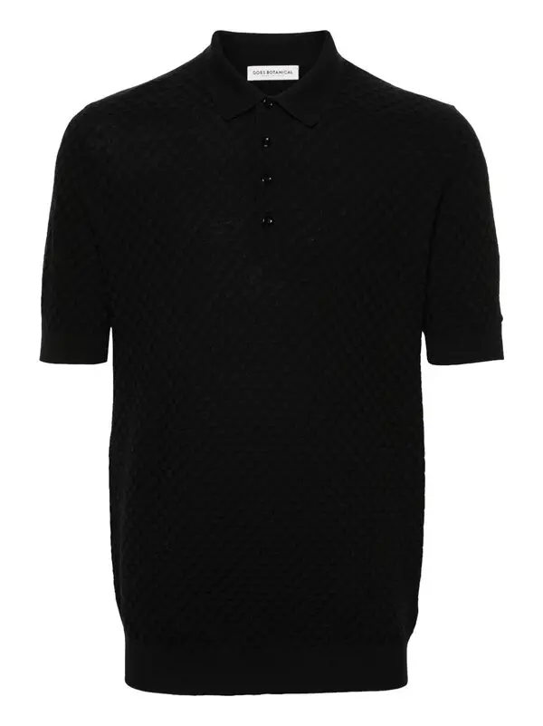 GOES BOTANICAL Interlock Merino Wool Polo Shirt - Black