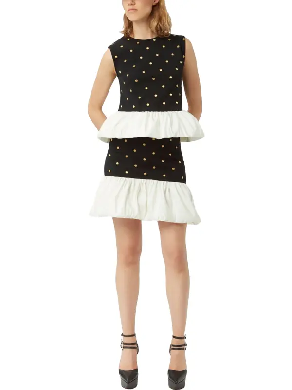Nina Ricci Polka Dot Peplum Top - Black