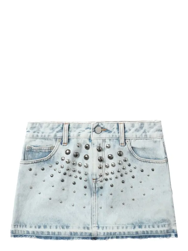 Alessandra Rich Stud-embellished Denim Miniskirt - Blue