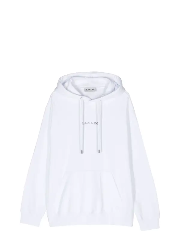 LANVIN Logo-embroidered Hoodie - White