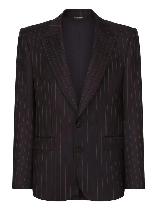 Dolce & Gabbana Striped Single-breasted Blazer - Black