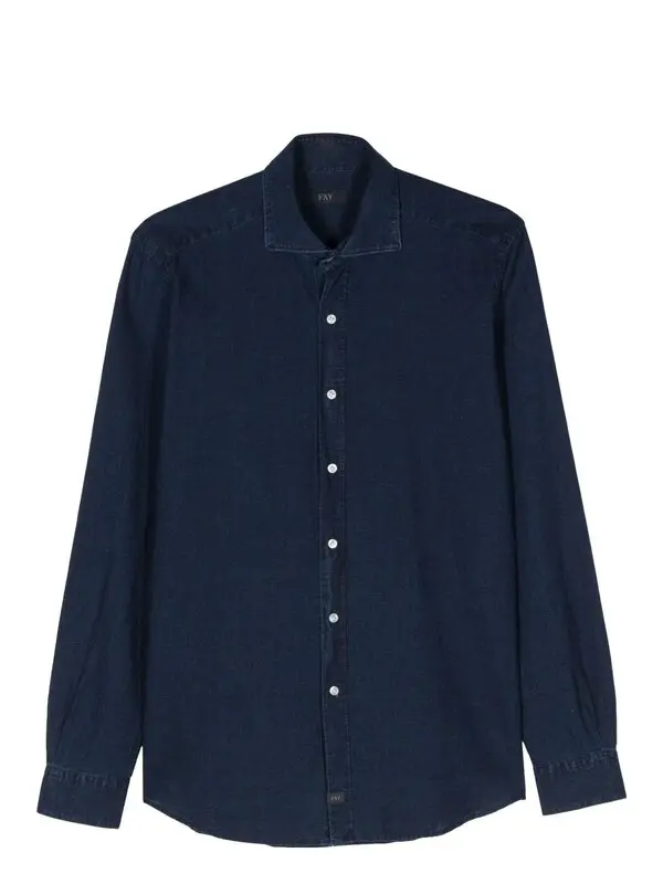 FAY Long-sleeves Chambray Shirt - Blue