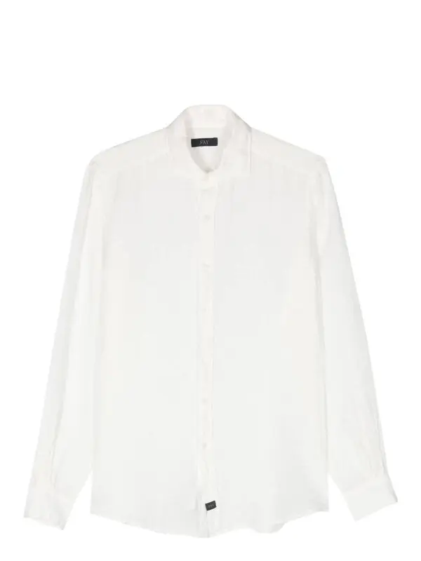 FAY Long-sleeves Linen Shirt - White