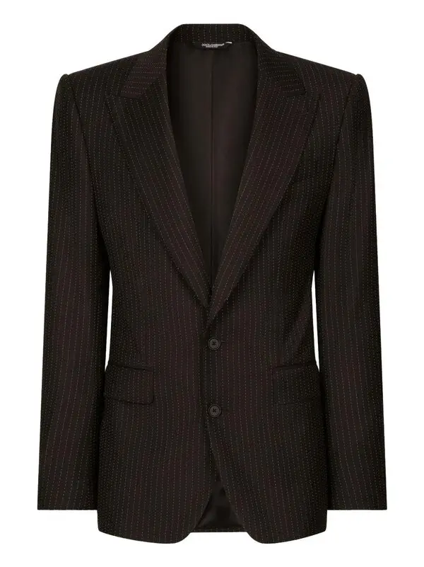Dolce & Gabbana Pinstripe Wool Blazer - Black