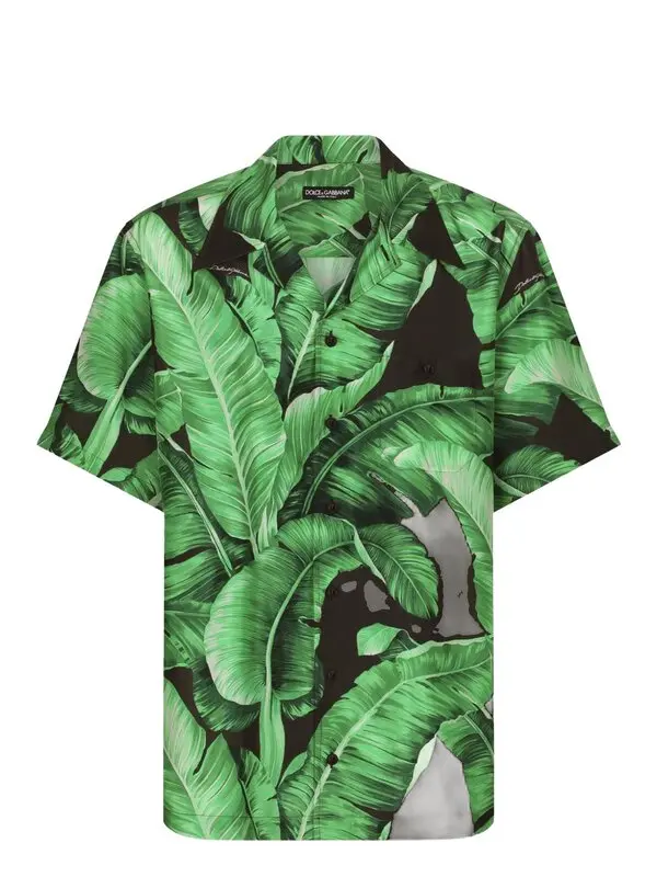 Dolce & Gabbana Leaf-print Silk Shirt - Green