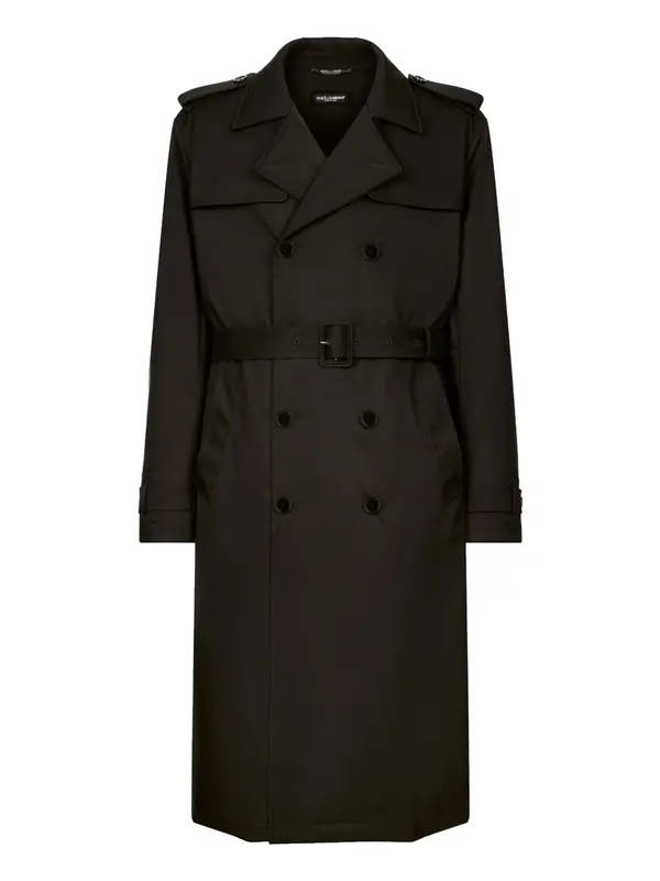 Dolce & Gabbana Belted Double-breasted Trench Coat - Black