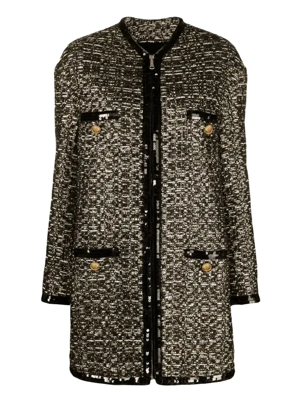 Giambattista Valli Metallic-thread Tweed Midi Coat - Black