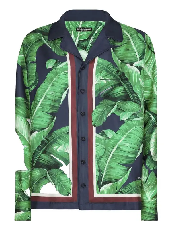 Dolce & Gabbana Leaf-print Silk Shirt - Green